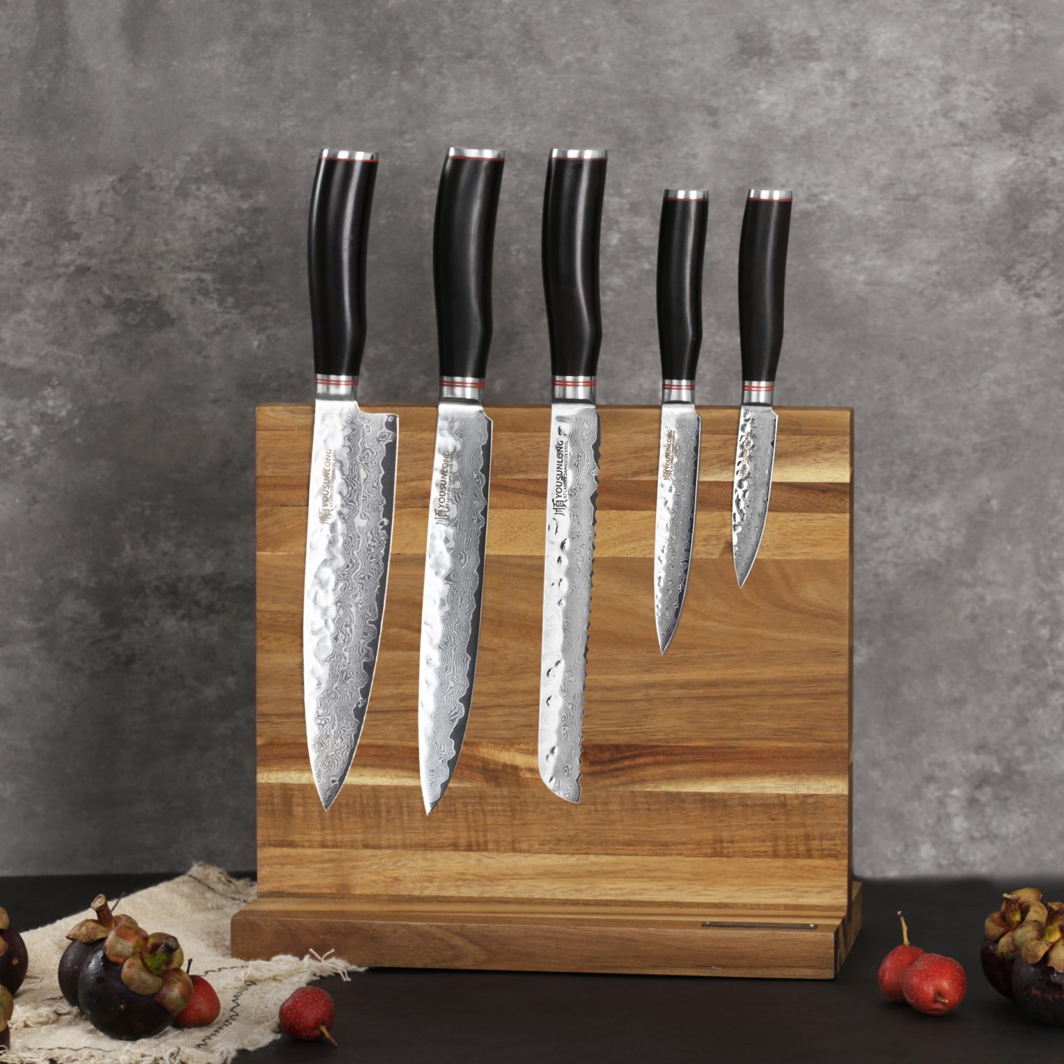 5-Piece Kitchen Knife Set with Holder - YOUSUNLONG