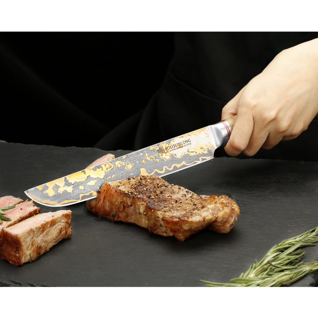Copper Damascus steel Sakimaru Knife - YOUSUNLONG